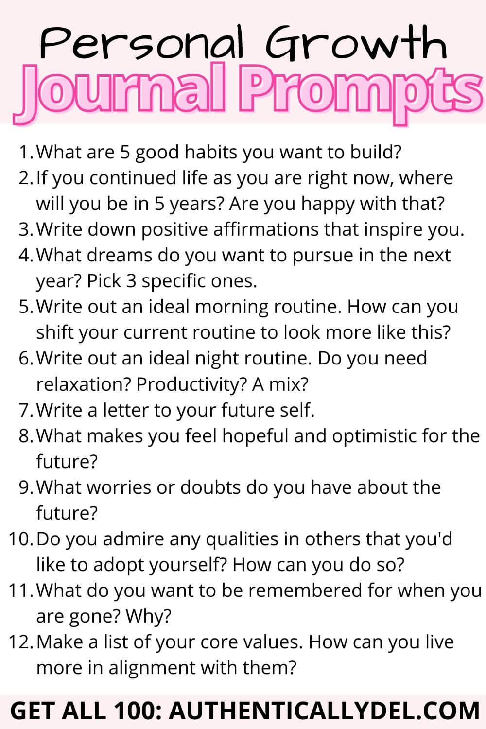 100 Deep Journal Prompts for Personal Growth - Authentically Del