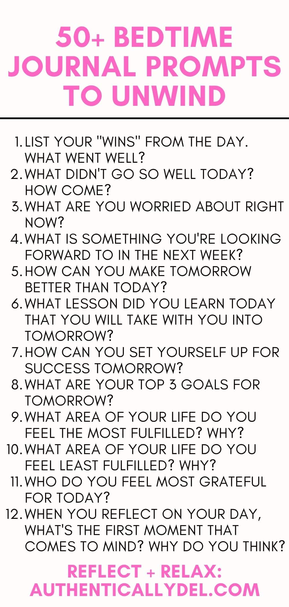 50+ Night Journal Prompts for Bedtime - Authentically Del