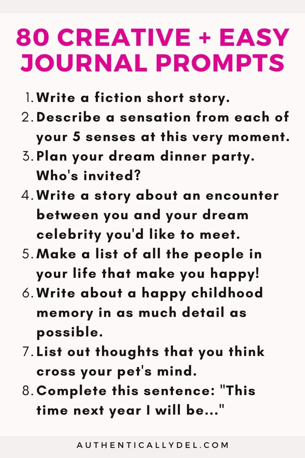 80 Simple & Easy Journal Prompts for Beginners - Authentically Del