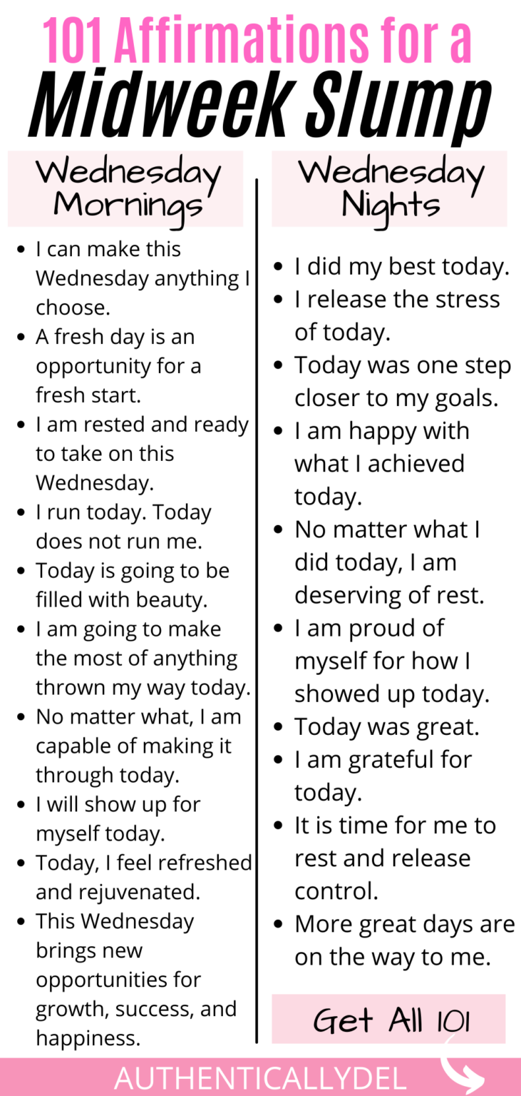100 Mood-Boosting Wednesday Affirmations - Authentically Del