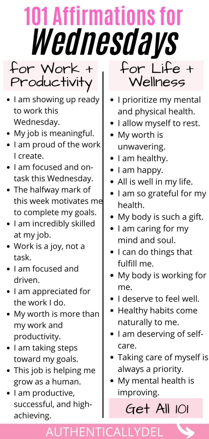 100 Mood-Boosting Wednesday Affirmations - Authentically Del