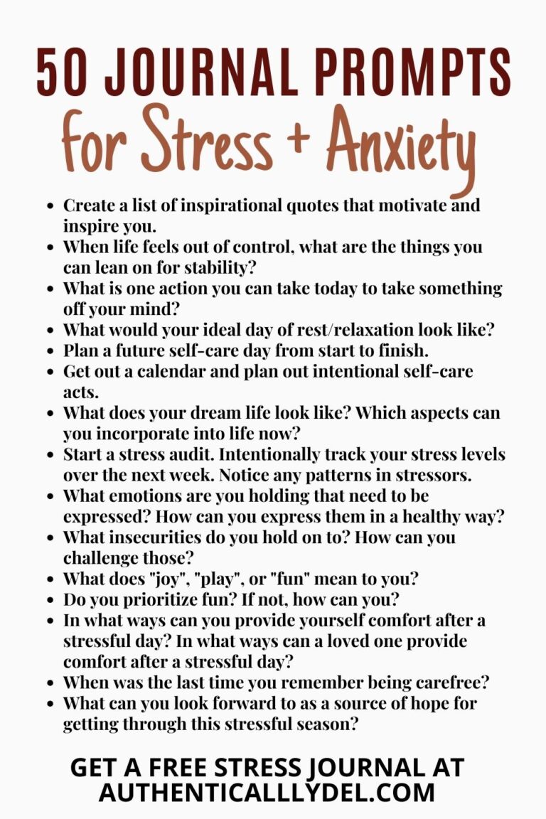 50 Journal Prompts for Stress Relief (+ Free Printable) - Authentically Del